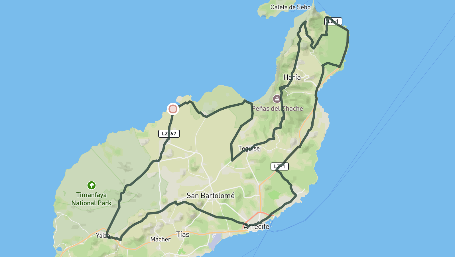 Lanzarote Full Loop from La Santa - Cycling Route in Lanzarote, Spain ...